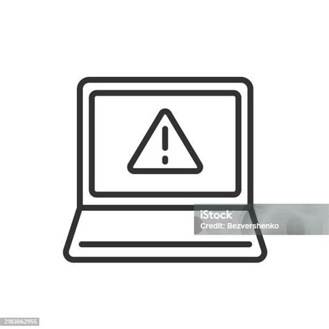 노트북 오류 라인 디자인의 아이콘입니다 휴대용 퍼스널 컴퓨터 오류 컴퓨터 문제 화면 기능 상실 흰색 배경 벡터에 경고 노트북 오류 편집 가능한 스트로크 아이콘 감시에 대한