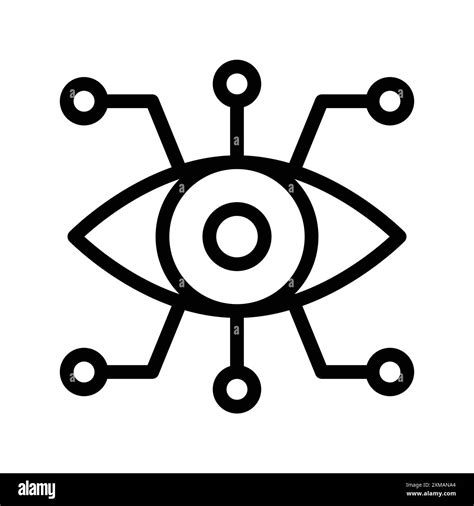 Bionic Eye Icon Linear Logo Mark Set Collection In Black And White For