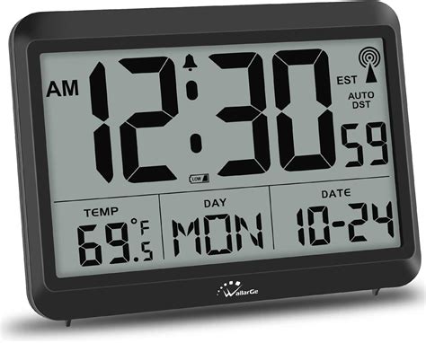 Wallarge Atomic Clock Battery Operated Large Display Digital Alarm Clock With