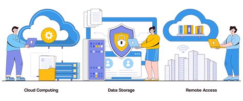 Cloud Computing Data Storage Remote Access Concept With Character Digital Infrastructure