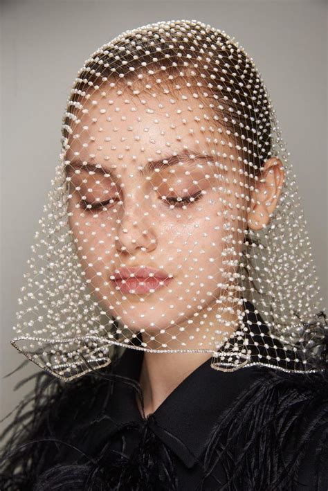 Pearl Head Scarf Rhinestone Face Veil Mesh Face Veil Pearlcore