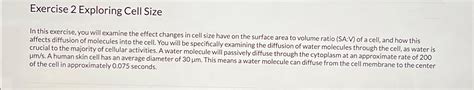 Solved Exercise 2 Exploring Cell SizeIn This Exercise You Chegg Com