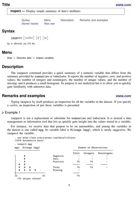 Inspect Stata