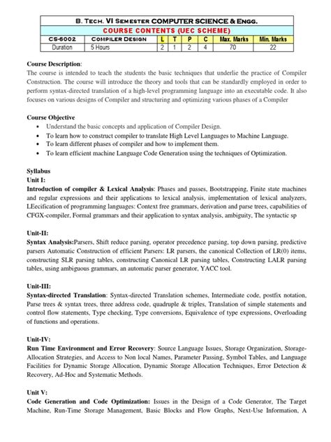 Cs 6002 Compiler Design Pdf Parsing Compiler
