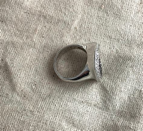 Lia Sophia Black Crystal Lily Ring Size Silver Tone Base Etsy