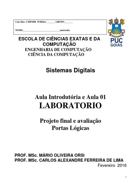 aula 00 e 01 introdutória laboratório sistemas digitais 20161 pdf