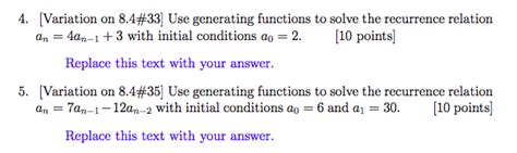 Solved Variation On 8433 Use Generating Functions To Solve