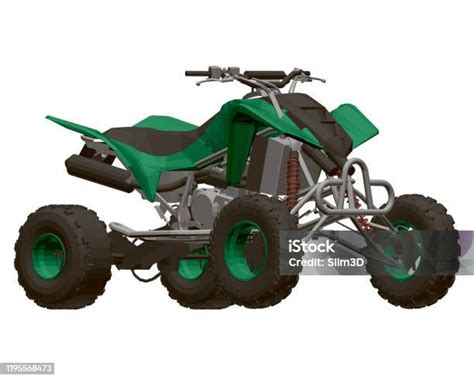 흰색 배경에 고립 된 다각형 녹색 Atv 아이소메트릭 보기 3d 벡터 일러스트레이션 오프로드 자동차에 대한 스톡 벡터 아트 및 기타 이미지 오프로드 자동차 4륜