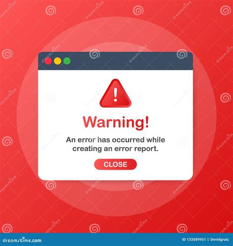 Modern Warning Pop Up With Flat Design On Red Background Vector Illustration Stock Vector