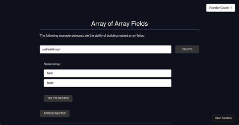 React Hook Form UseFieldArray Nested Arrays Codesandbox