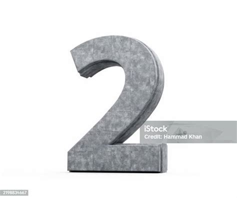 콘크리트 숫자 2 2 숫자 흰색 배경에 회색 콘크리트 돌로 만든 3d 일러스트 0명에 대한 스톡 사진 및 기타 이미지 0명 3차원 형태 개념 Istock