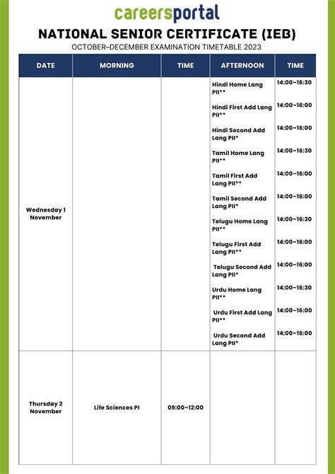 ieb 2023 matric final exam time table