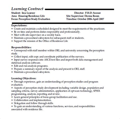 Free 15 Learning Contract Templates In Pdf Ms Word Excel