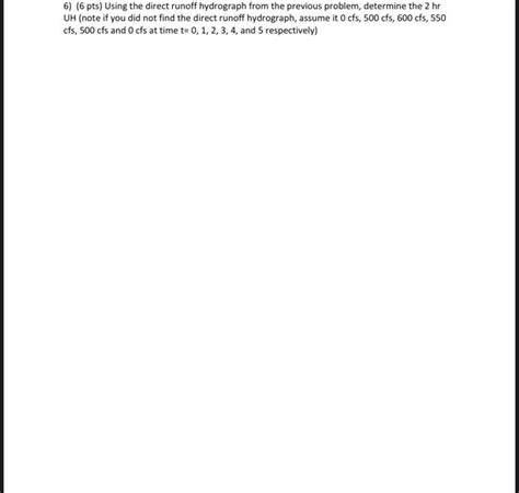 solved 6 6 pts using the direct runoff hydrograph from