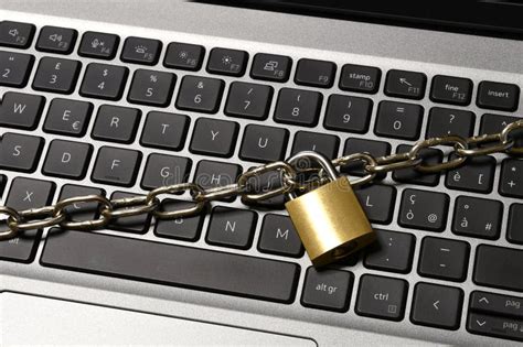 Computer Security Concept With A Chain And Padlock On The Laptop Keyboard Stock Image Image Of
