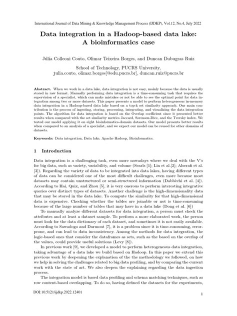 Data Integration In A Hadoop Based Data Lake A Bioinformatics Case