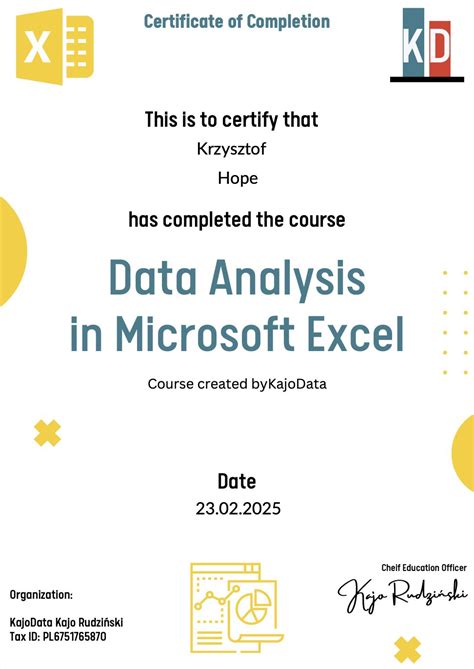 excel dataanalysis datavisualization dashboards certificate