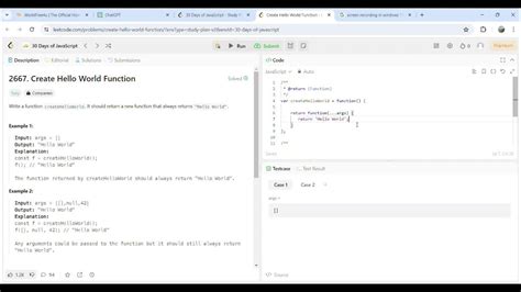 Javascript Hello World Program Leet Code Solution Youtube