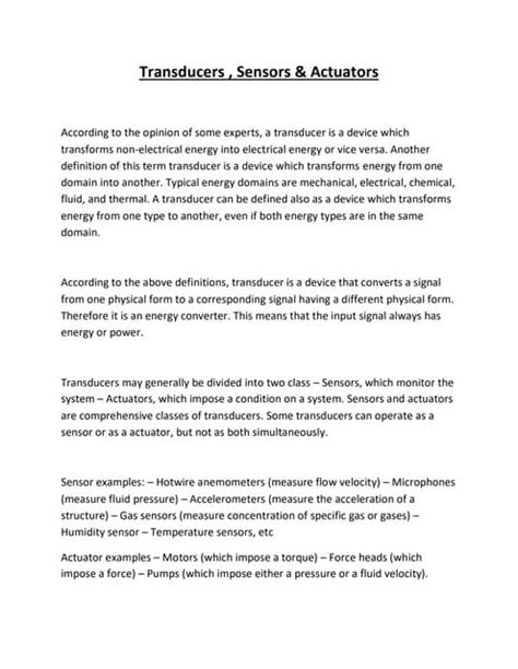 Transducers Sensors And Actuators Pdf