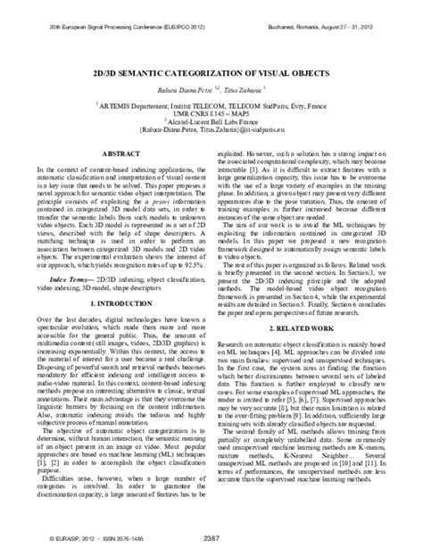 Pdf 2d3d Semantic Categorization Of Visual Objects