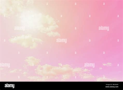 Sunny Pink Sky Background Beautiful Warm Sky With Clouds Toned Photo