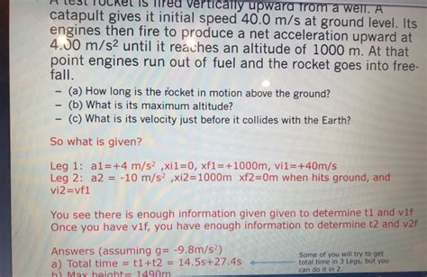 Solved A Test Rocket Is Fired Vertically Upward From A