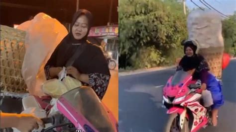 POTRET Emak-emak di Demak Jualan Kerupuk Naik Motor Sport Pink, Mirip Pembalap, Belinya Sampai ...