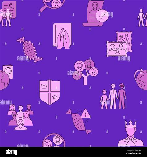 Ancestry And Genealogy Seamless Pattern Vector Illustration Stock