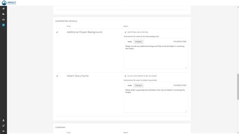 Screenshot Of Data Form Templates Configure Support Details Section Visible 1 Impact