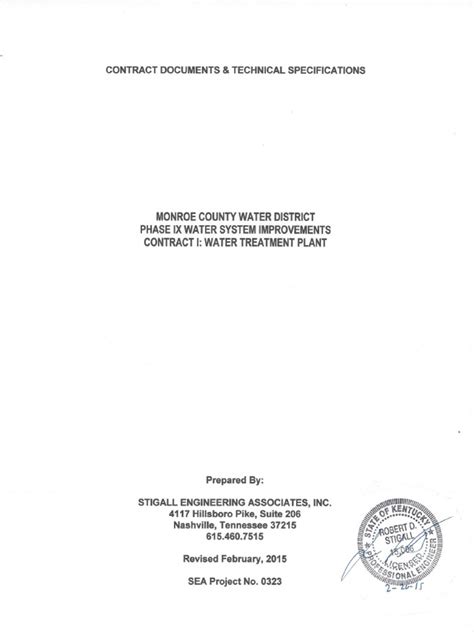 Exhibit 4 Specifications Wtp Revised Pdf Valve Pipe Fluid Conveyance