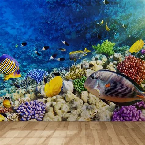Vinil Adhesivo Tapiz Oceano Peces Tropical Restaurante Sala Meses Sin
