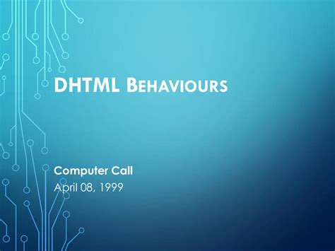 Implementing Dhtml Behavior Script Components Ppt