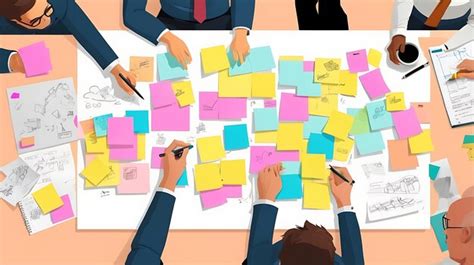 A Brainstorming Session With Colorful Sticky Notes Premium Ai Generated Image