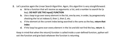 solved 2 let s practice again the linear search algorithm