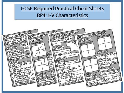 Rp4 I V Characteristics Aqa Gcse Combined Science Required Practical Cheat Sheets Teaching