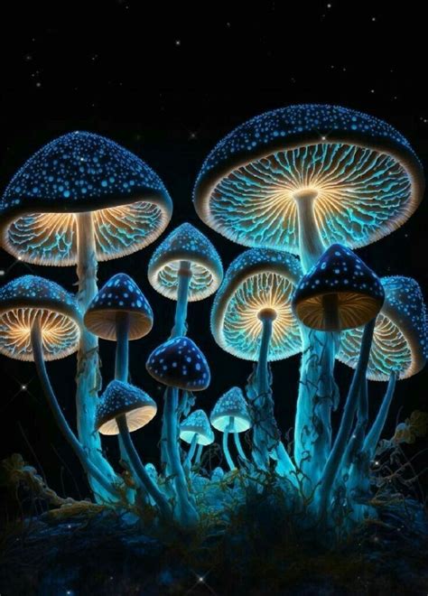 Glowing Mushrooms In The Night Sky Pictures Of Magic Mushrooms
