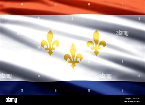 New Orleans Louisiana Stylish Waving And Closeup Flag Illustration