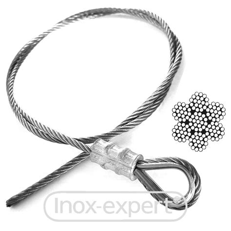 07 Meter Drahtseil 3 Mm 7x19 A4 Mit Auge Kausche Klemmen