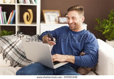 Happy Man Scanning Qr Code By Stock Photo 190981448 Shutterstock