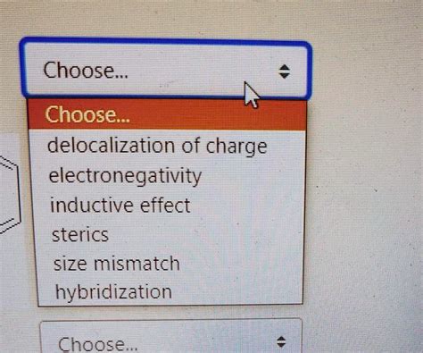 Solved Choose Choose Delocalization Of Charge Electronegativity