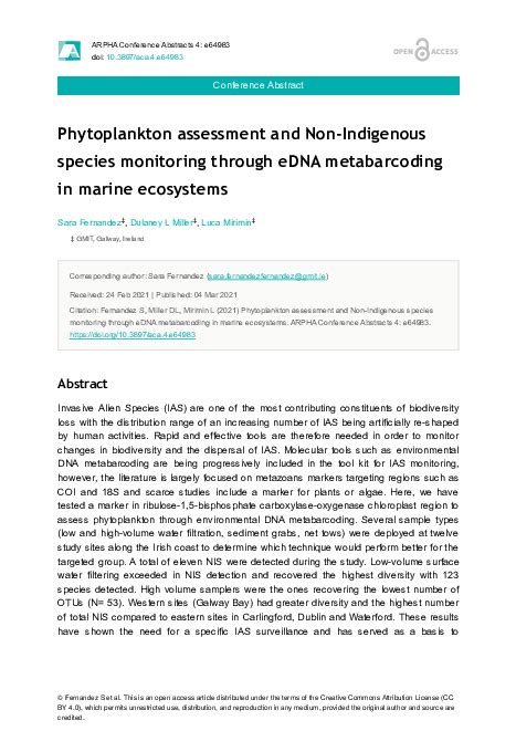 Pdf Phytoplankton Assessment And Non Indigenous Species Monitoring Through Edna Metabarcoding