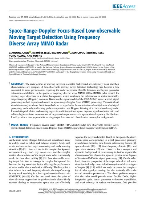 Pdf Space Range Doppler Focus Based Low Observable Moving Target Detection Using Frequency