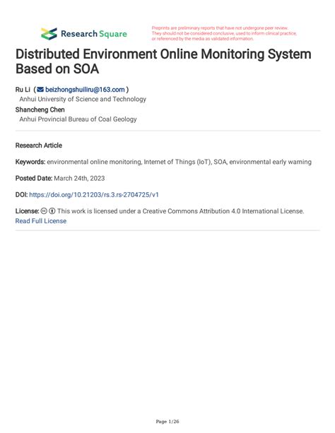 Pdf Distributed Environment Online Monitoring System Based On Soa