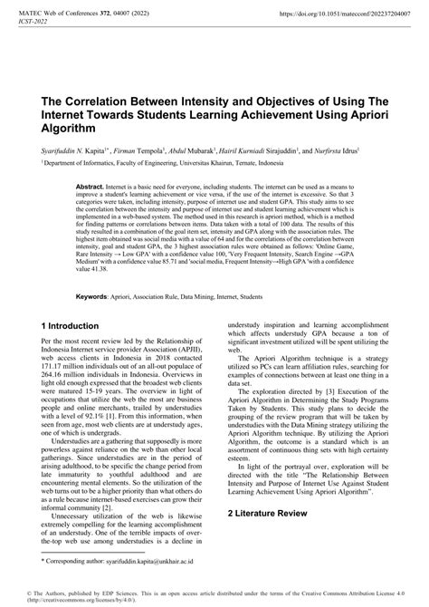 Pdf The Correlation Between Intensity And Objectives Of Using The