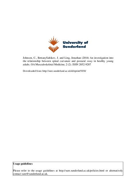 Pdf An Investigation Into The Relationship Between Spinal Curvature And Postural Sway In