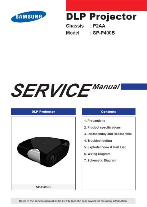 Samsung Sp P B Service Manual Samsung Projectors Service Manuals Samsung