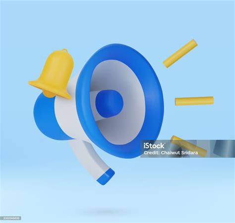 3d 확성기는 벨 알림이 파란색 배경에 고립되어 있습니다 마케팅 시간 개념 확성기로 온라인 뉴스 소셜 미디어 프로모션 벡터 일러스트 레이 션 3차원 형태에 대한 스톡 벡터