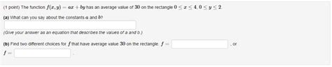 solved the function f x y ax by has an average value of
