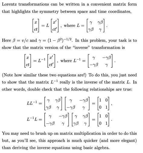 solved lorentz transformations can be written in a