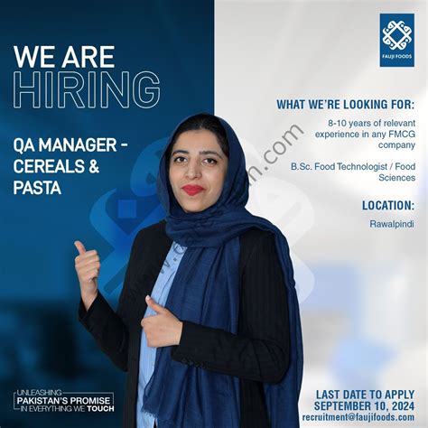 Fauji Foods Limited Jobs Qa Manager